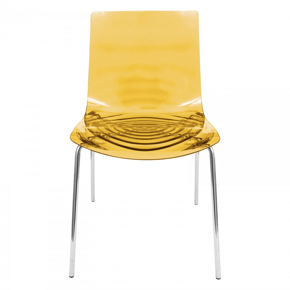 Astor Water Ripple Design Dining Chair Set of 2, Transparent Orange ...