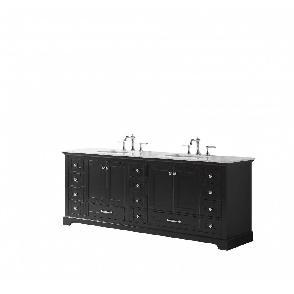 84 In. Espresso Double Vanity with White Carrara Marble Top with White ...